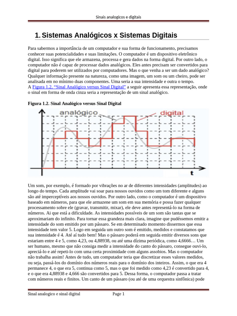 Diferenças entre Sinais Analógicos e Digitais | PDF | Sinal digital ...