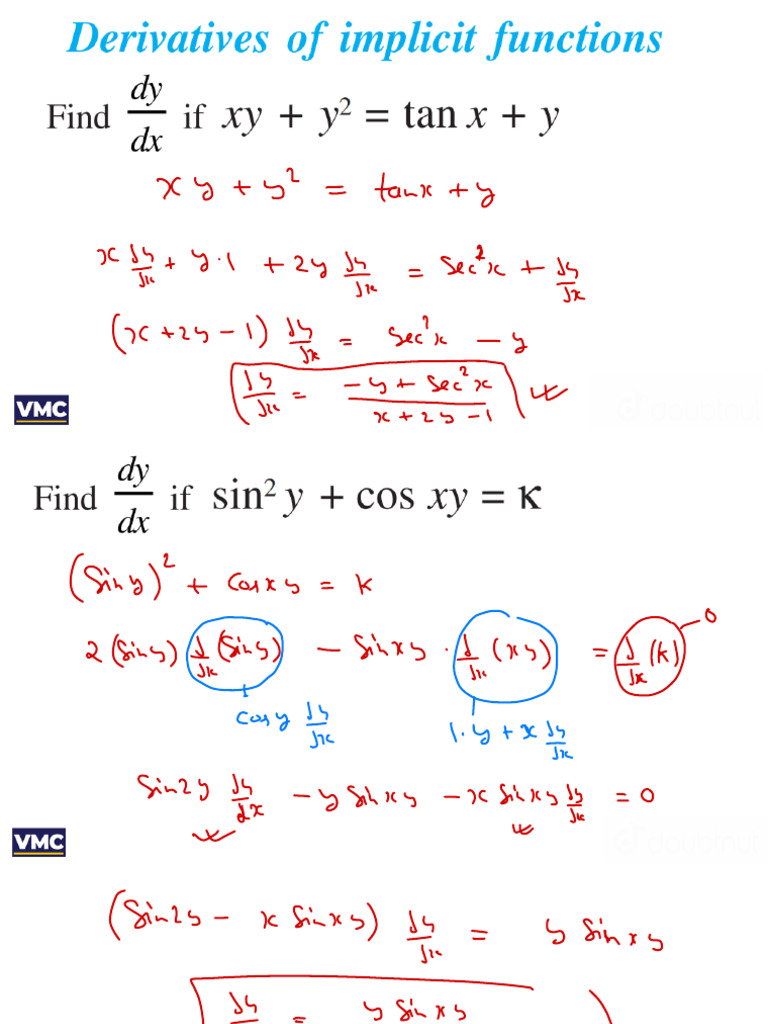 Differentiation of Implicit Functions | PDF | Trigonometric Functions ...