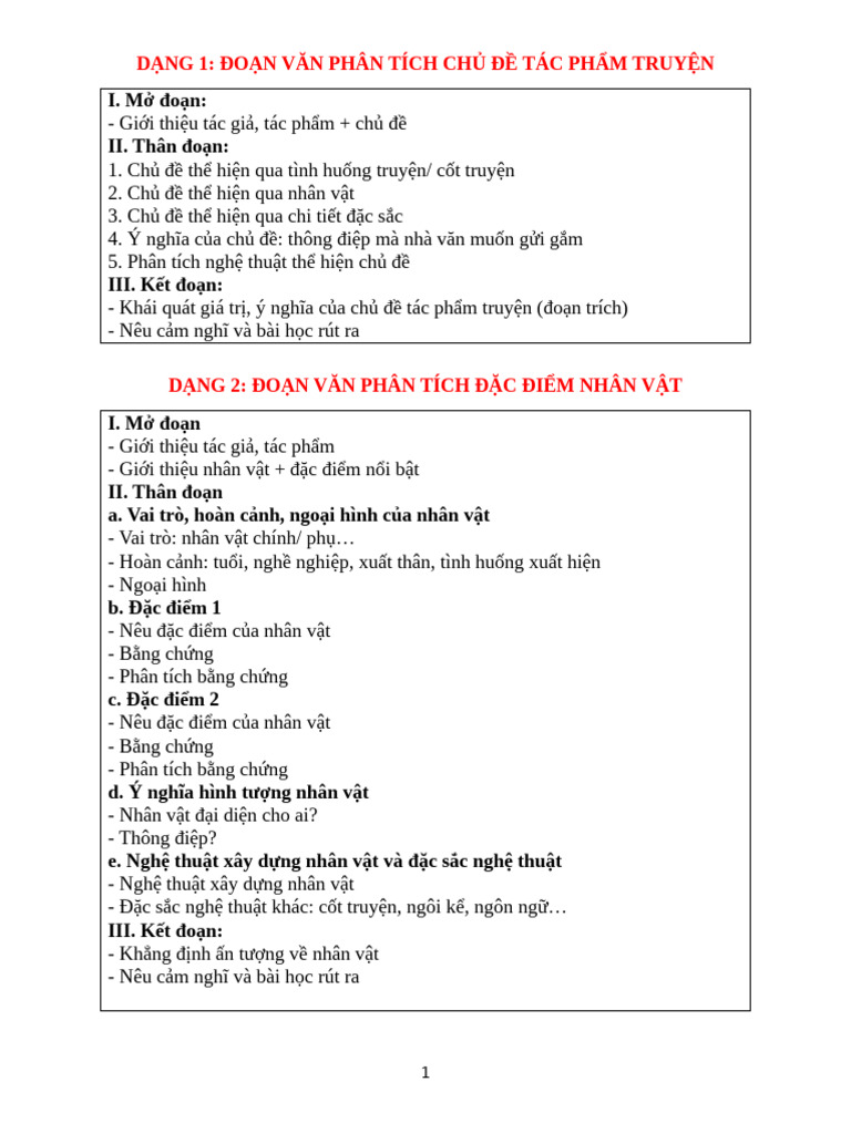 0. CÁCH LÀM ĐOẠN VĂN NLVH TRUYỆN | PDF