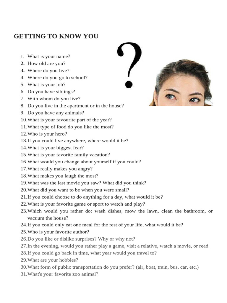Getting To Know You | PDF