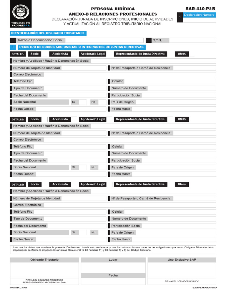 Formulario 410 PJ B | PDF