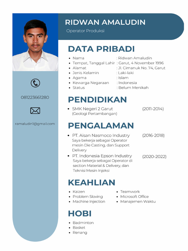 CV Ridwan Amaludin | PDF