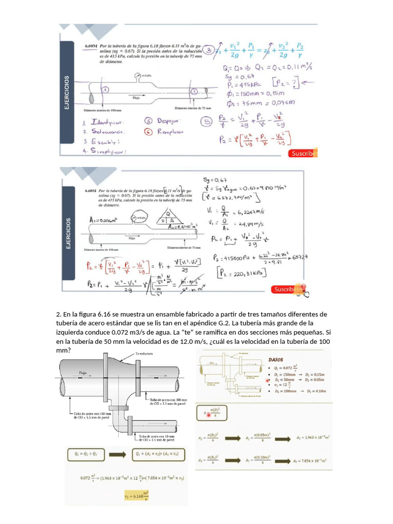 Resolviendo Ejercicios de Bernulli y Continuidad | PDF | Tubería (transporte de fluidos ...