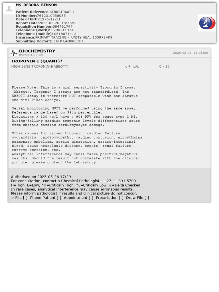 Troponin I Pathology Report Summary | PDF