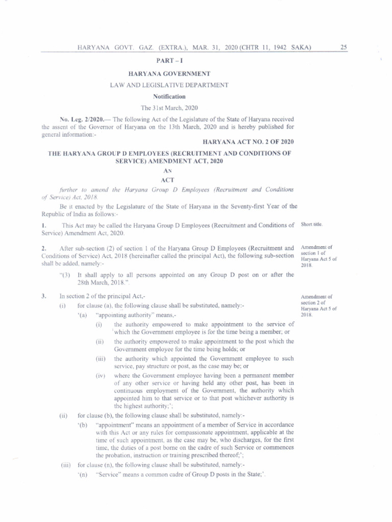 Group D Act, 2020 | PDF