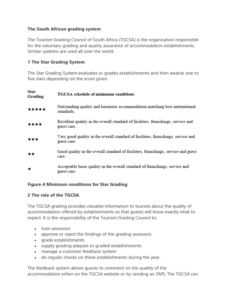 TGCSA Star Grading System Overview | PDF | Meal