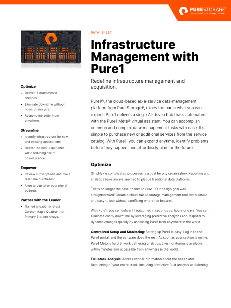 Ds Pure1 Infrastructure Management | PDF | Cloud Computing | Analytics