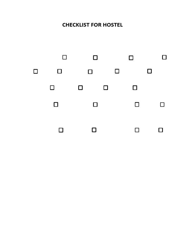 Checklist For Hostel | PDF