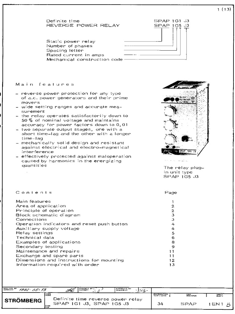 Reverse Power Relay SPAP Definite Time Reverse Power Relay | PDF