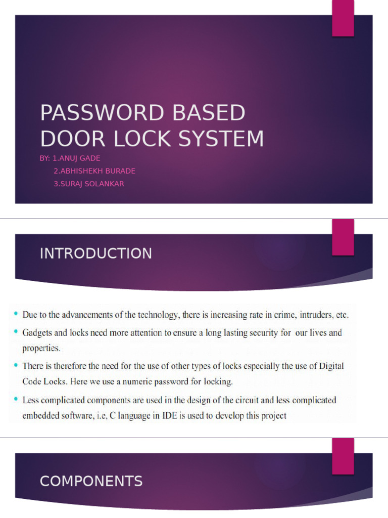Password Based Door Lock System | PDF