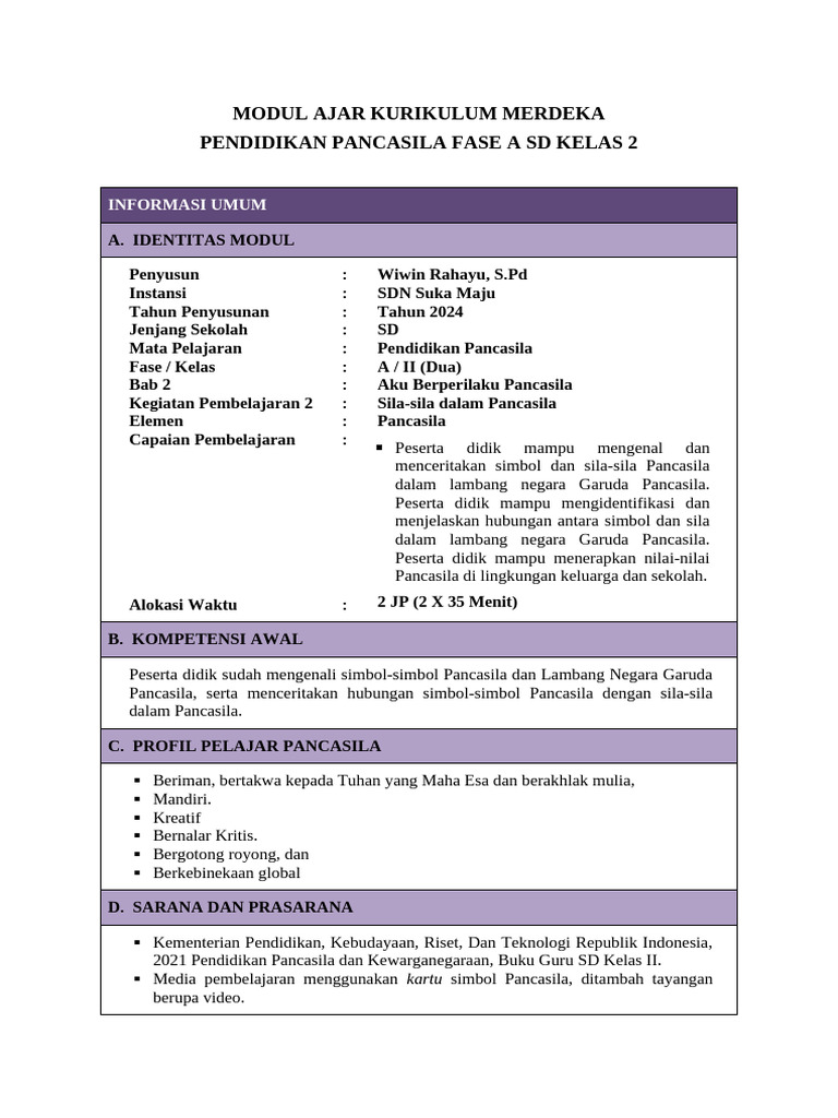 Modul Ajar Bu Wiwin | PDF