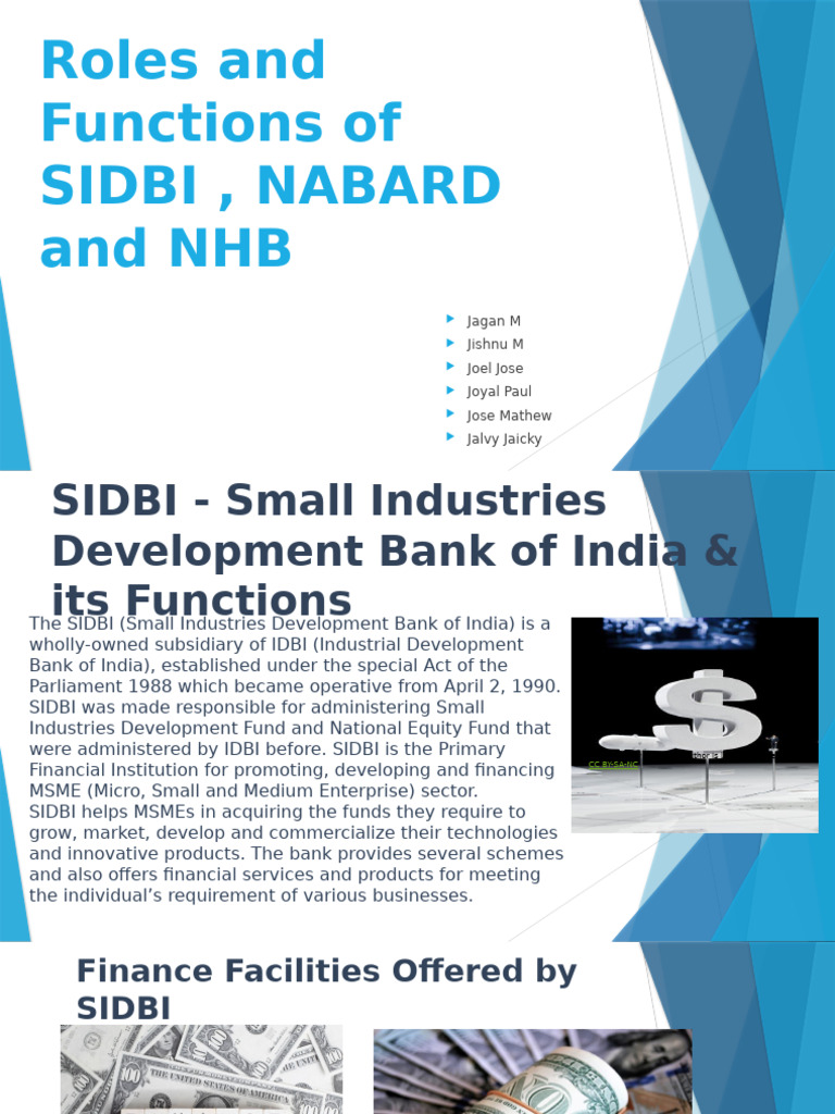 Roles and Functions of Sidbi, Nabard and NHB | PDF | Microfinance ...