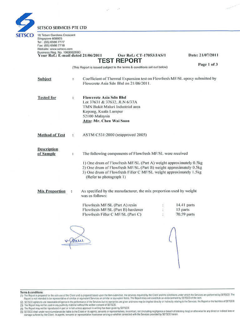 Coefficient of Thermal Expansion - Flowfresh MF-SL | PDF