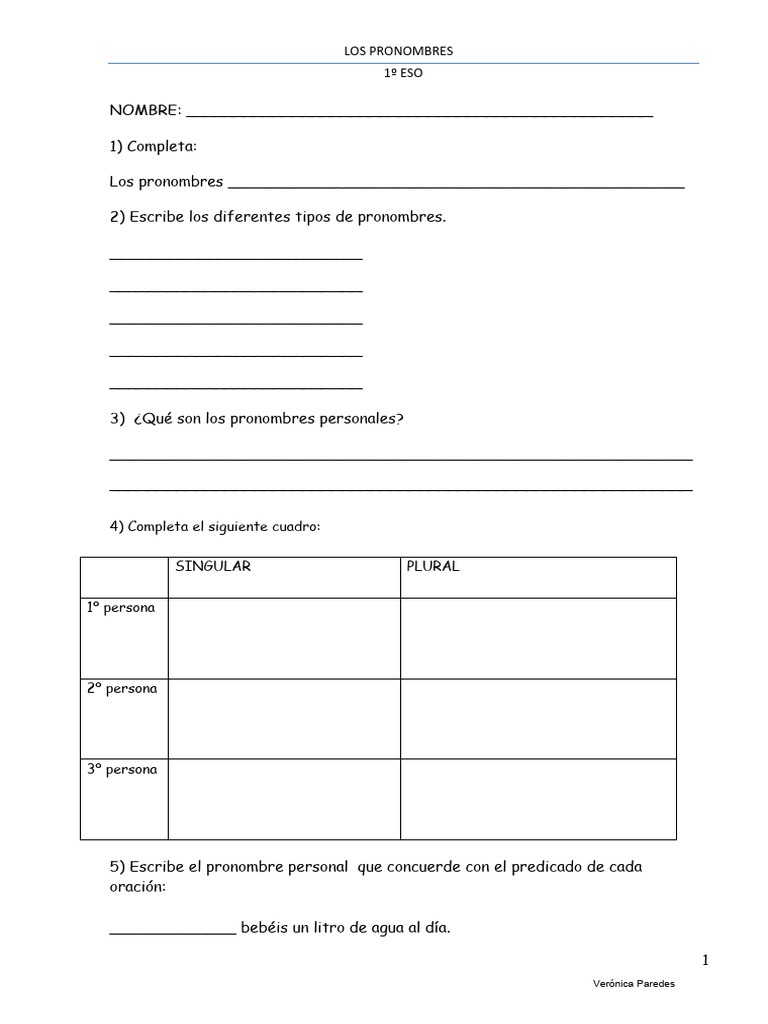 Gramatica Preparação Teste Pronomes Verbos Muy Mucho Etc | PDF ...