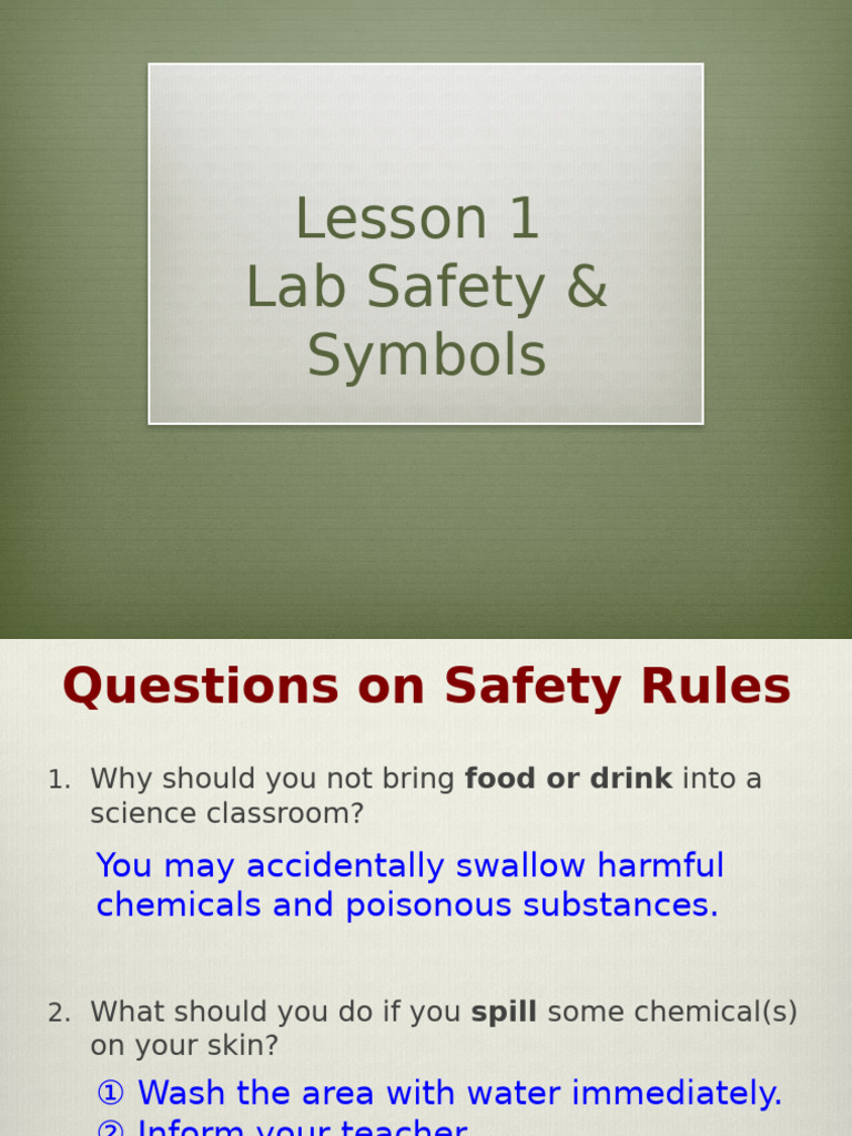 Lab Safety Rules and Symbols Guide | PDF | Working Conditions | Workplace