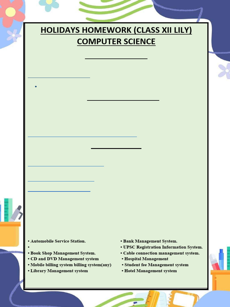 Class XII Computer Science Homework | PDF