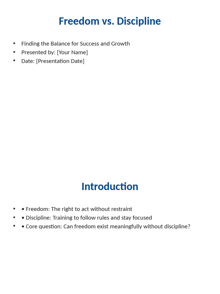 Freedom Vs Discipline Visual Enhanced | PDF