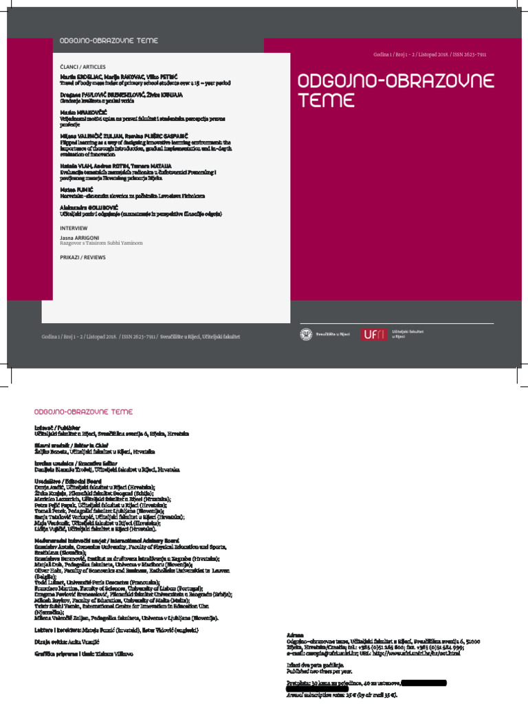 Breneselović, D., Krnjaja, Ž. (2018) - Građenje Kvalitete U Praksi. Odgojno-Obrazovne Teme 1, 1 ...