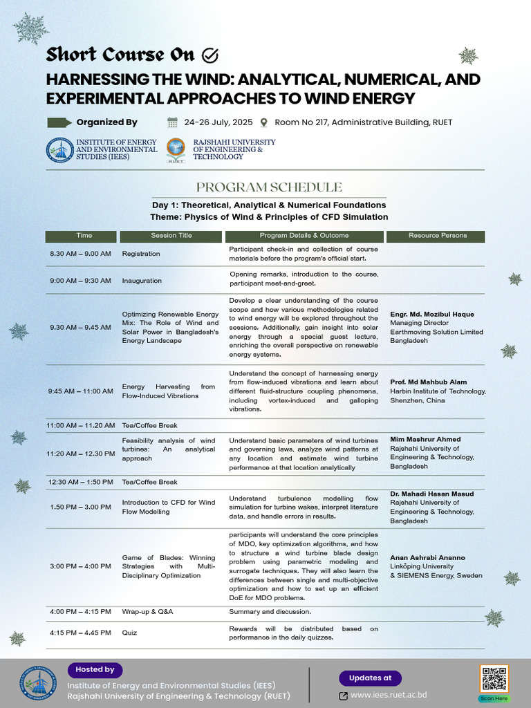 Program Schedule of Wind Energy Short | PDF | Simulation | Mathematical ...