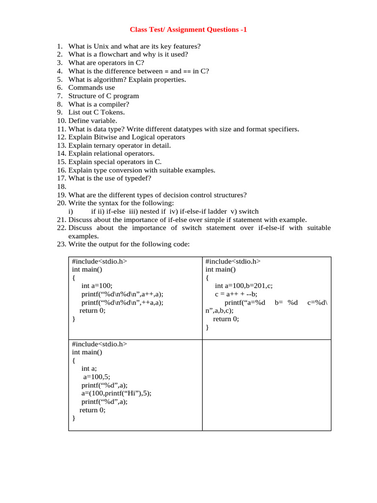 Class Test | PDF