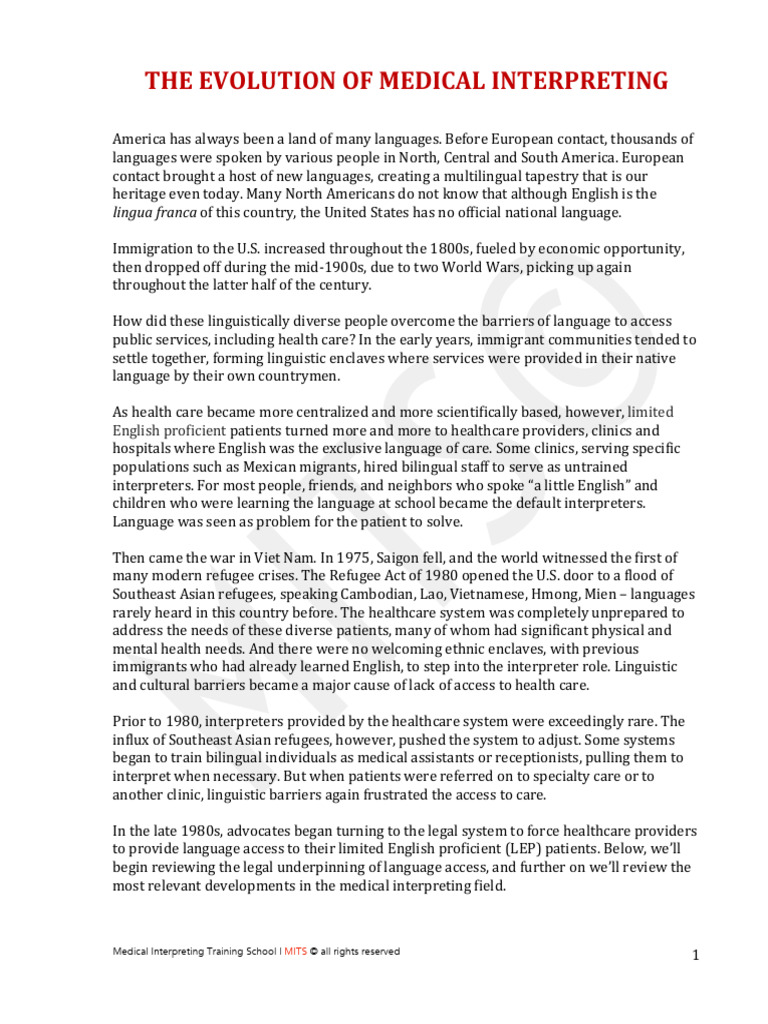Medical Interpreting Evolution and Laws | PDF | Language Interpretation ...