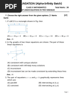 Pair of Linear Equations in Two Variables Class 10 Worksheet Maths ...