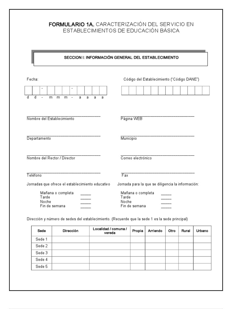 Formulario 1a | PDF | Educación Secundaria | Educación primaria