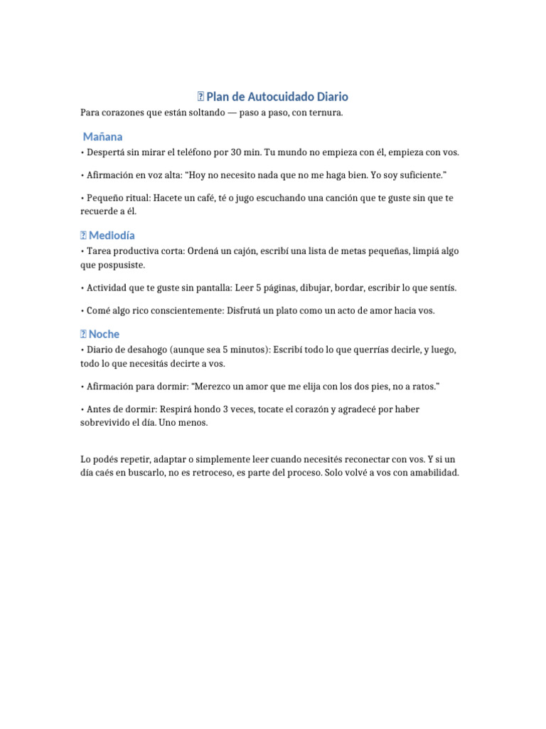 Plan de Autocuidado Leonela | PDF