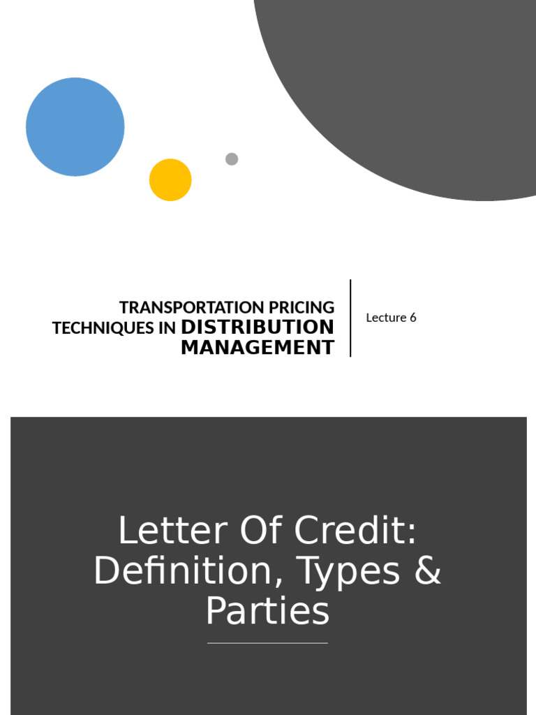 Lecture 6 - Transportation Pricing Techniques-FOB, CIF, BOL and LC ...