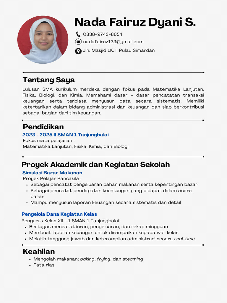 CV - Nada Fairuz Dyani S | PDF
