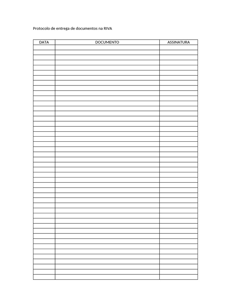 Protocolo de Entrega de Documentos Na RIVA | PDF