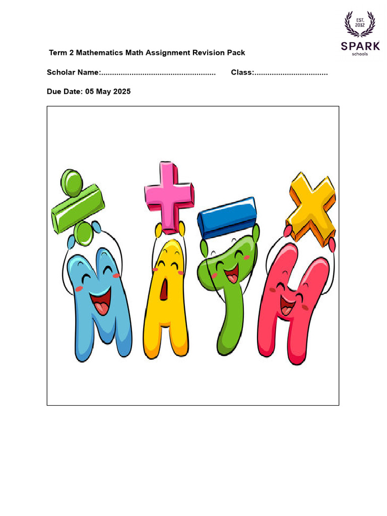 Term 2 Mathematics Math Assignment Revision Pack - 2025 | PDF | Shape ...
