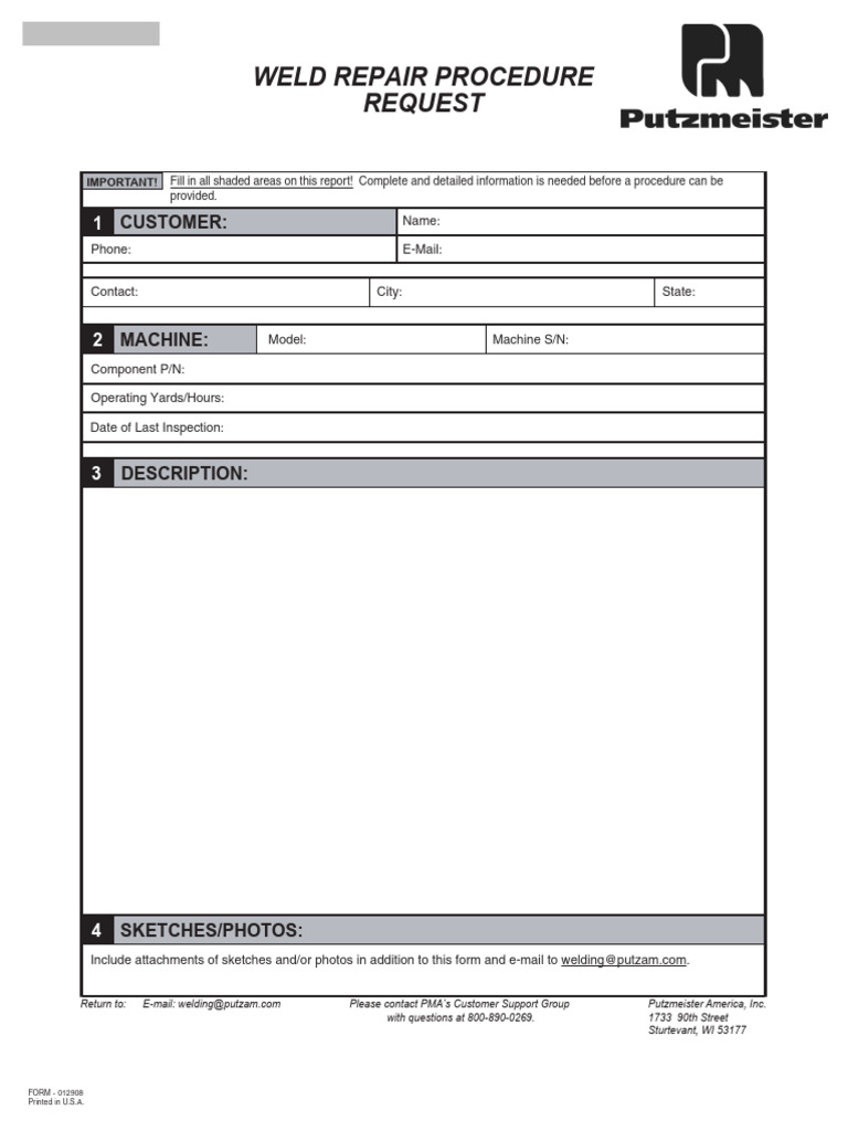 Weld Repair Procedure Request Form | PDF