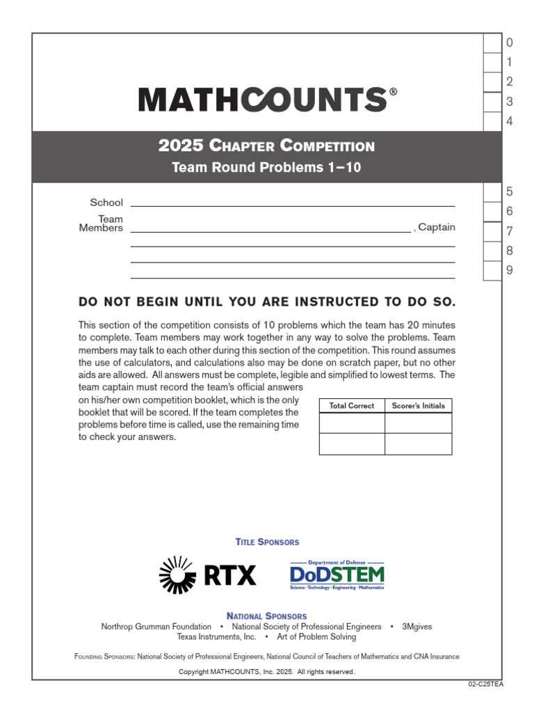 2025 MATHCOUNTS Team Round Guide | PDF | Mathematics