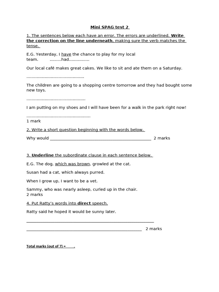 Mini Spag Test 2 | PDF