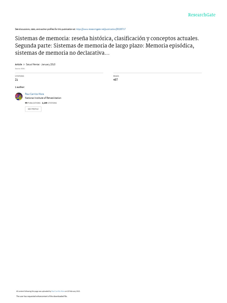 Sistemas de Memoria Resena Historica Clasificacion | PDF | Memory ...