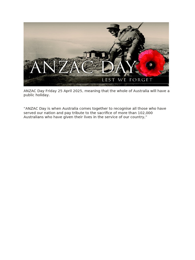Anzac Day 25th April 2025 (2) (1) | PDF