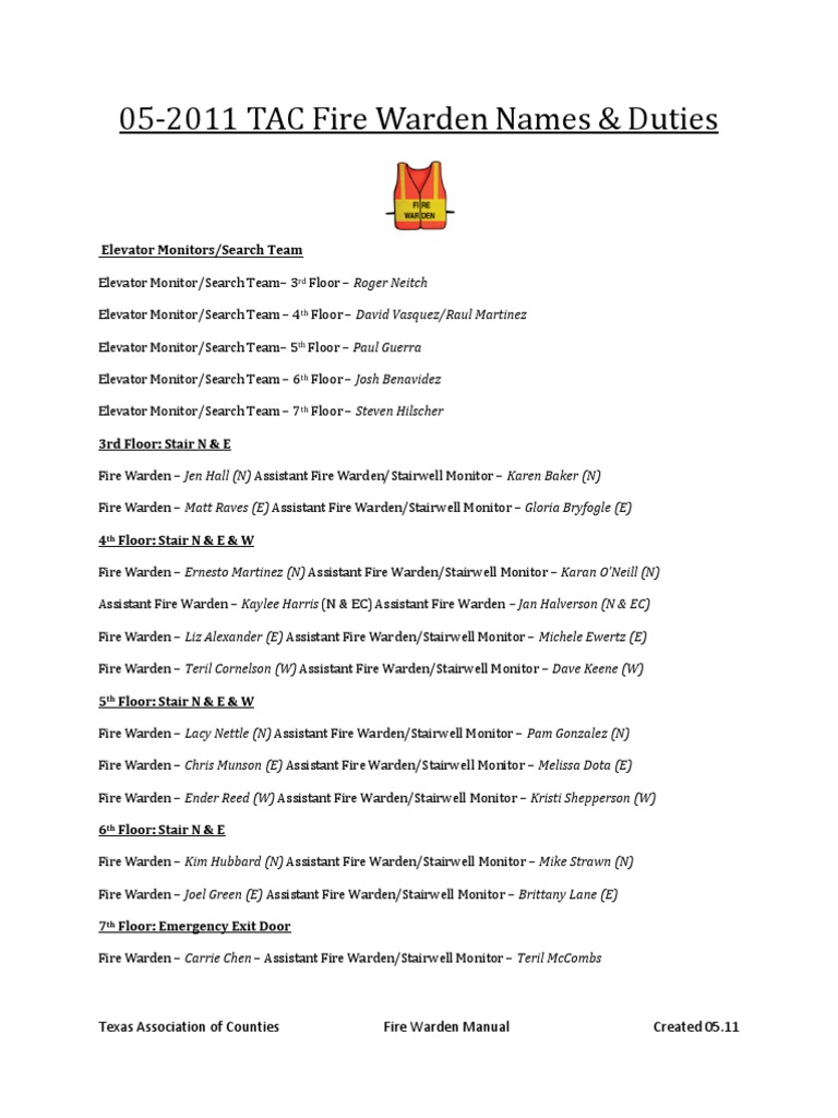 Fire Warden Manual - Original | Emergency Evacuation | Firefighting