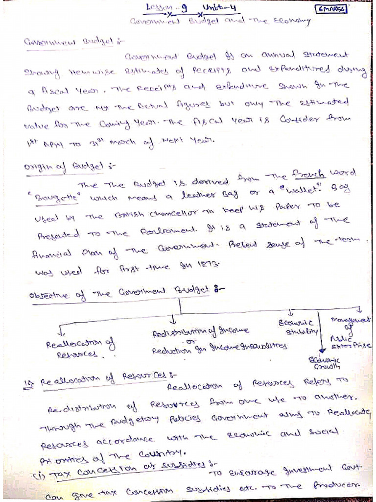 Macro Economic Unit 4 Notes Govt Budget | PDF