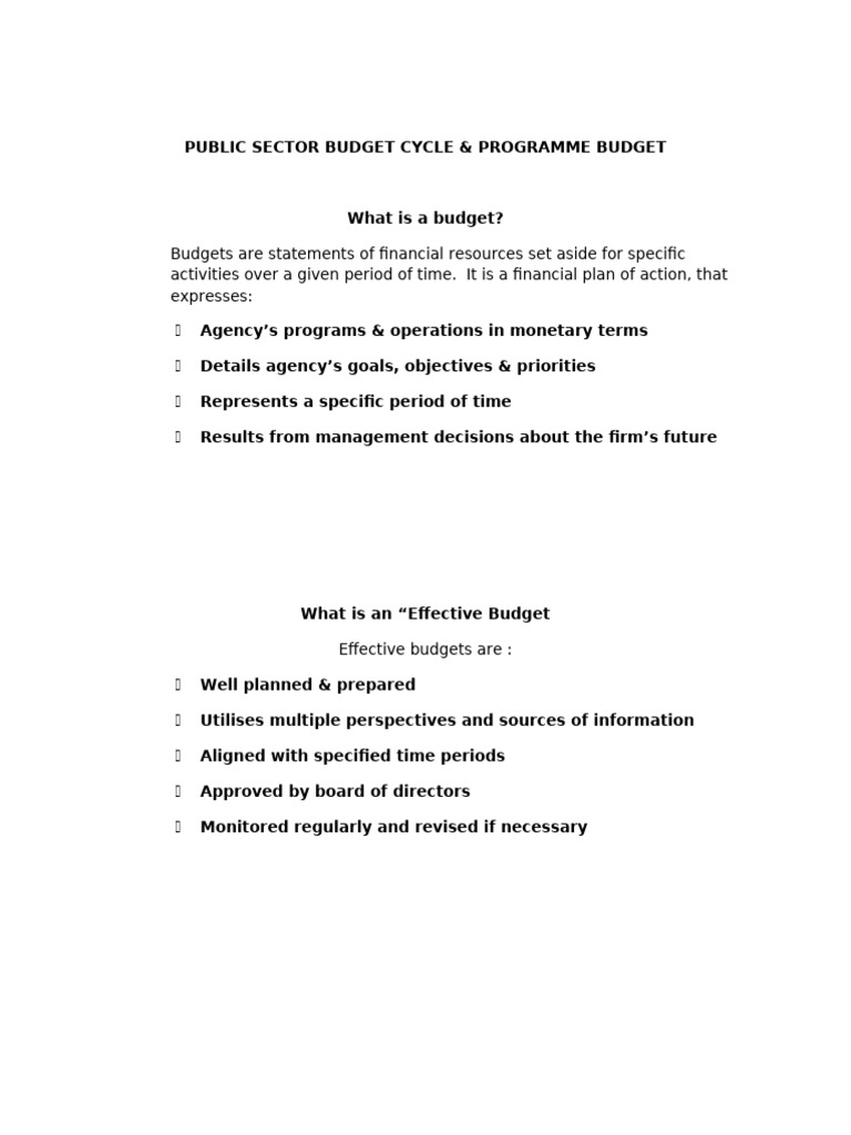 Mind - Public Sector Budget Cycle | PDF | Budget | Economies