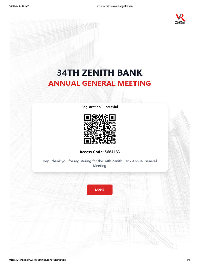 34th Zenith Bank - Registration | PDF
