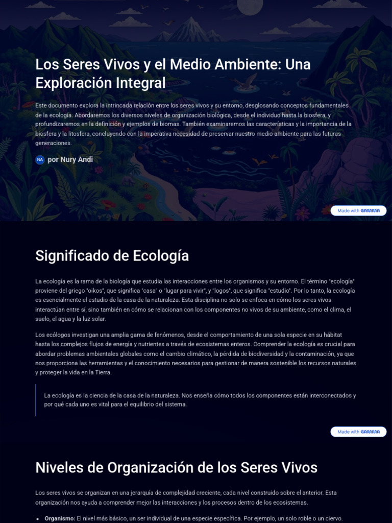 Los Seres Vivos y El Medio Ambiente Una Exploracion Integral | PDF ...