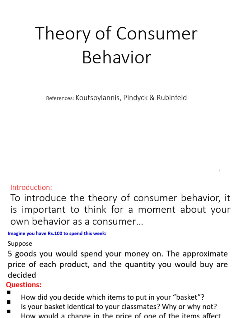 Theory of Consumer Behavior | PDF | Utility | Economic Theories