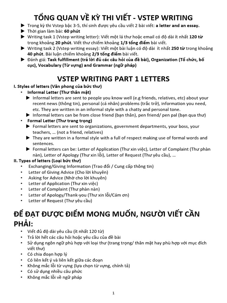 Session 1 - Letters - Vstep | PDF | English Language