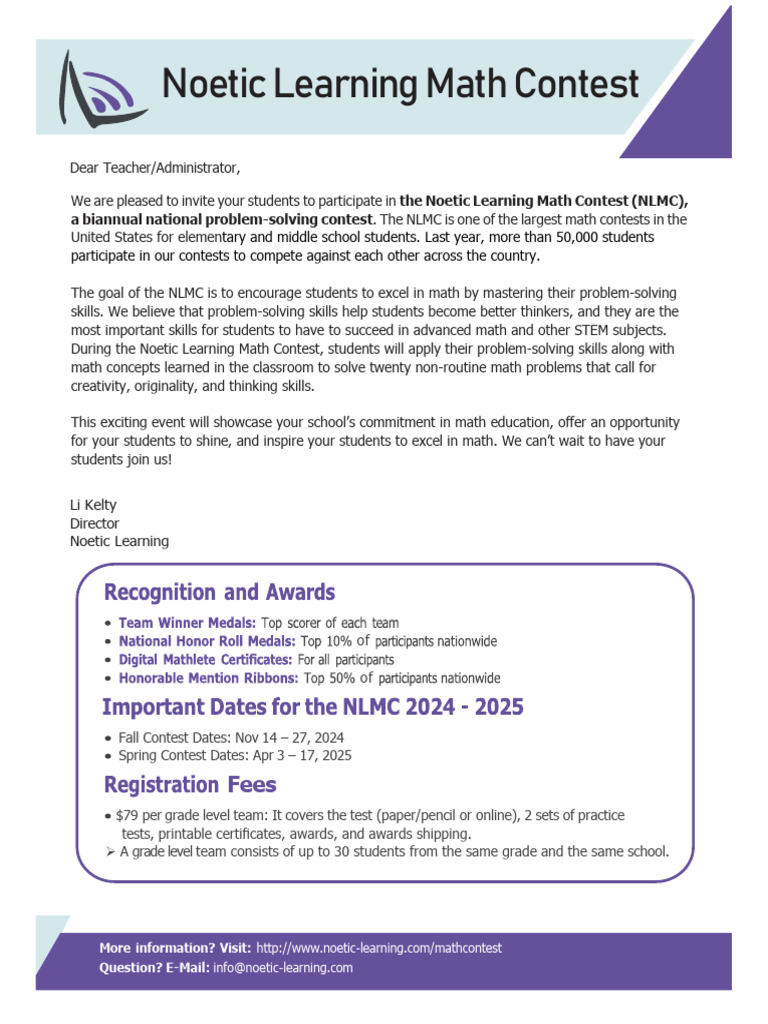 Noetic Learning Math Contest Overview | PDF | Cognition | Learning