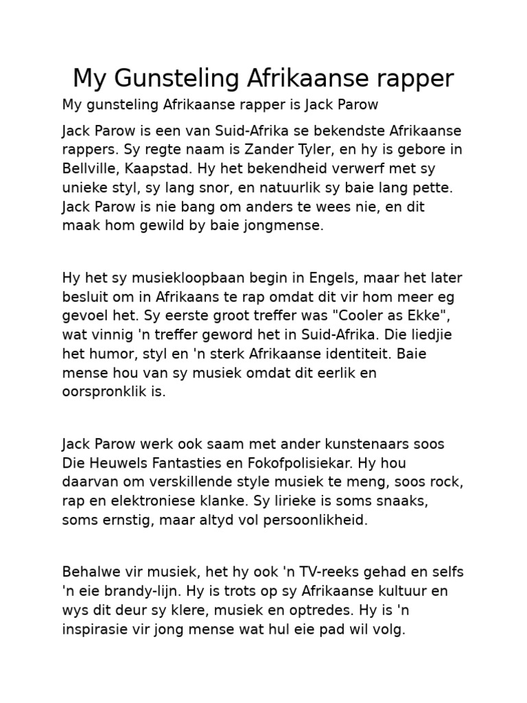 Afrikaans Rapper | PDF