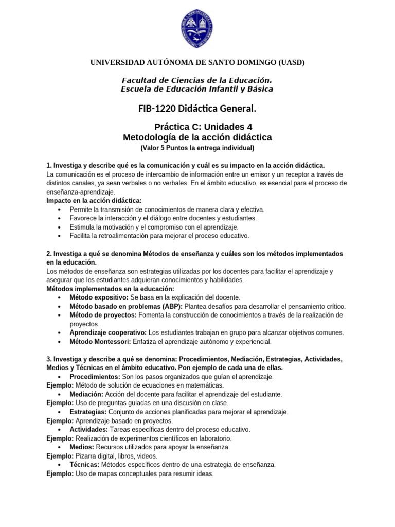 Práctica C Didáctica General | PDF | Enseñando | Aprendizaje