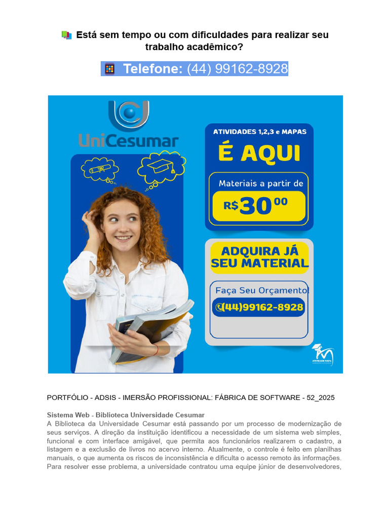 Sistema Web para Biblioteca Cesumar | PDF | Programas | Informática