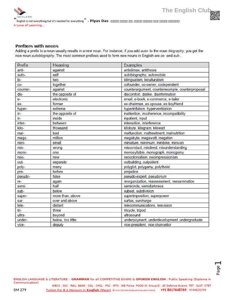 SM 279 Prefix and Verb | PDF