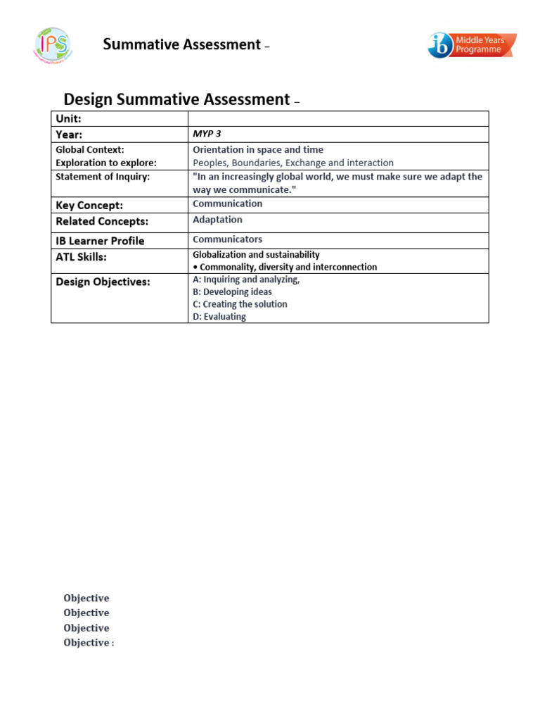 Summative Assessment Design Maps Without Words MYP 3 | PDF | Reason ...